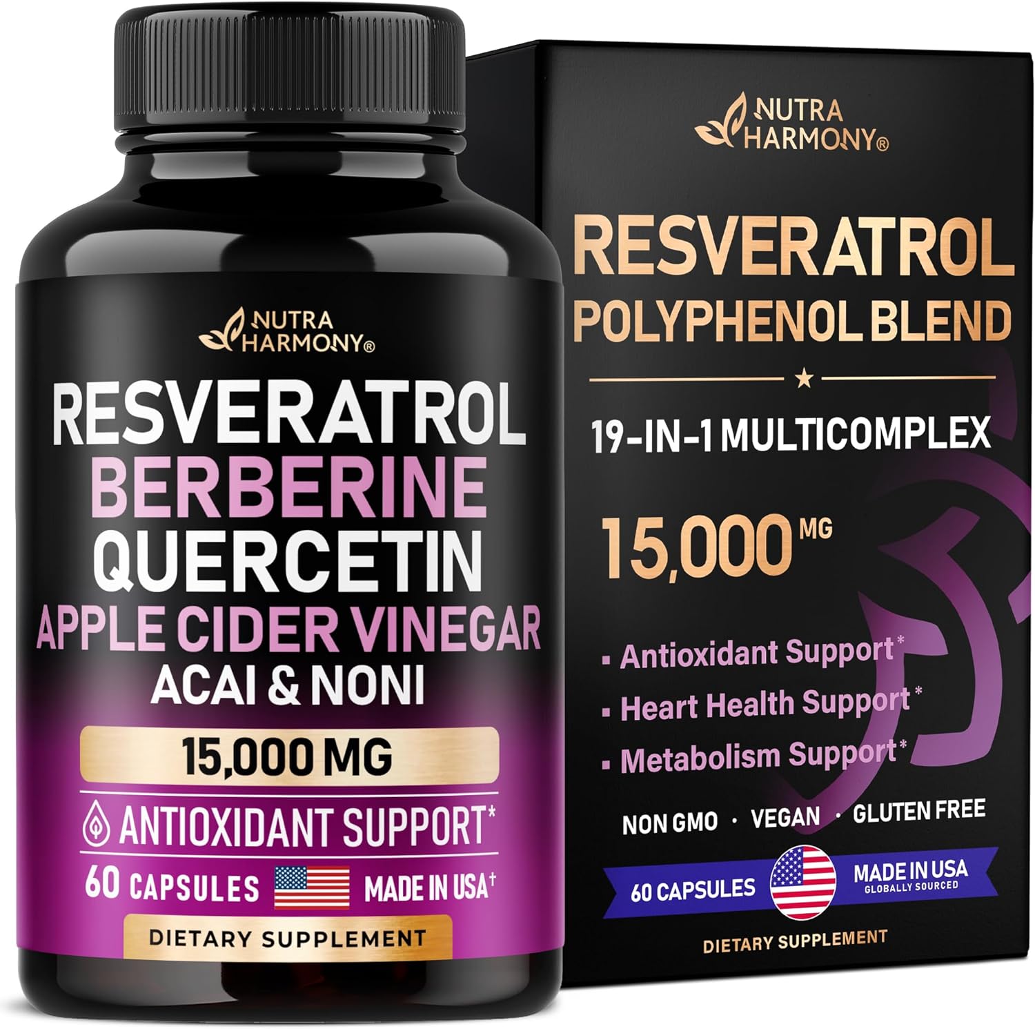 Resveratrol | Berberine | Quercetin | Apple Cider Vinegar - 19-in-1 Po ...