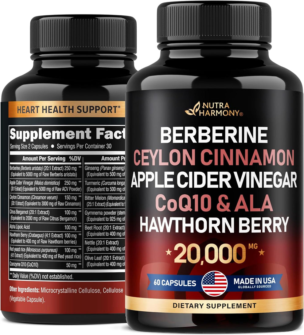 Berberine | Ceylon Cinnamon | Apple Cider Vinegar ACV | CoQ10 | Alpha ...