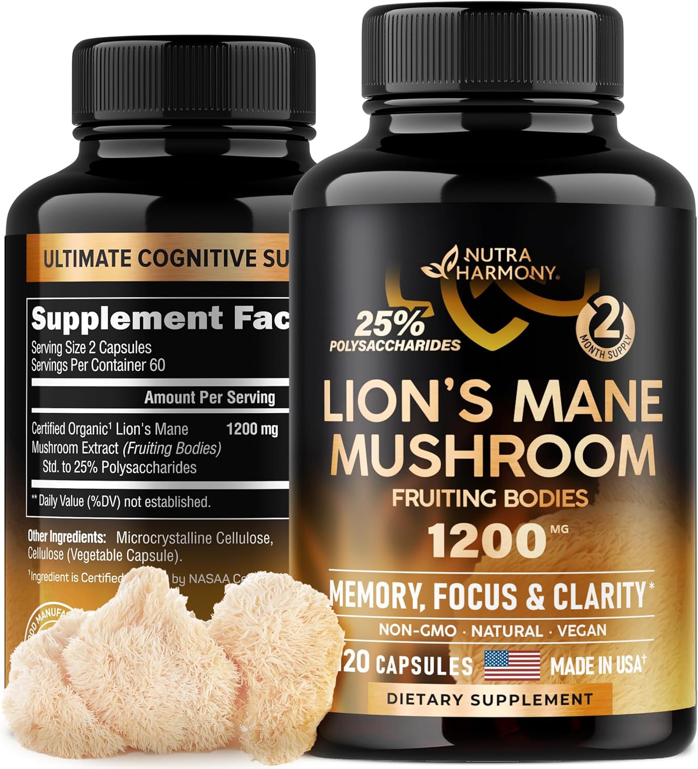 Lion's Mane Supplement Capsules – NUTRAHARMONY
