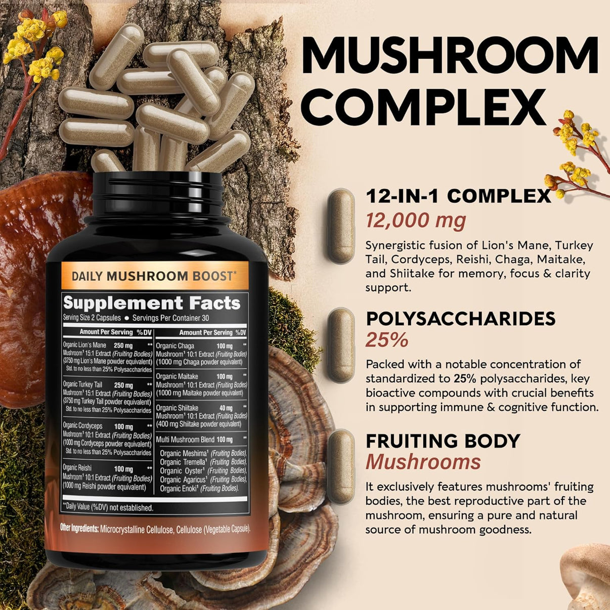 Mushroom Supplement Complex – NUTRAHARMONY